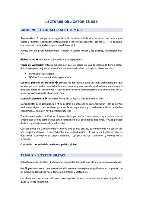 Lecturres Obligatòries Resum Lectures ObligatÒries Ssb Giddens