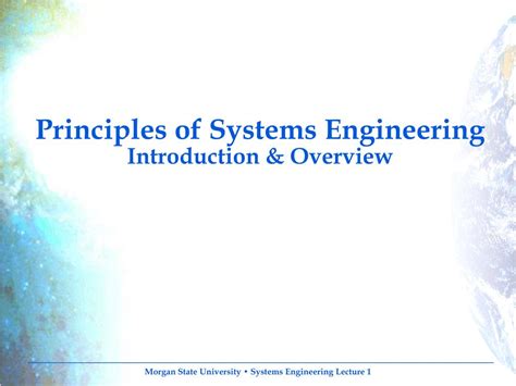 Ppt Principles Of Systems Engineering Introduction And Overview