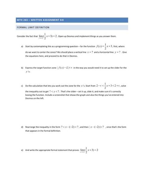 Solved FORMAL LIMIT DEFINITION Consider The Fact That Chegg