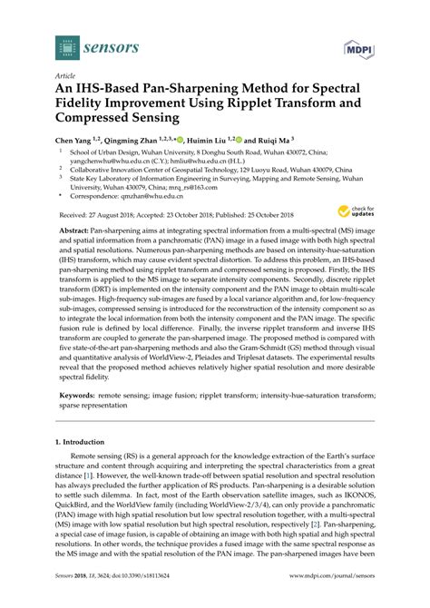 Pdf An Ihs Based Pan Sharpening Method For Spectral Fidelity Improvement Using Ripplet