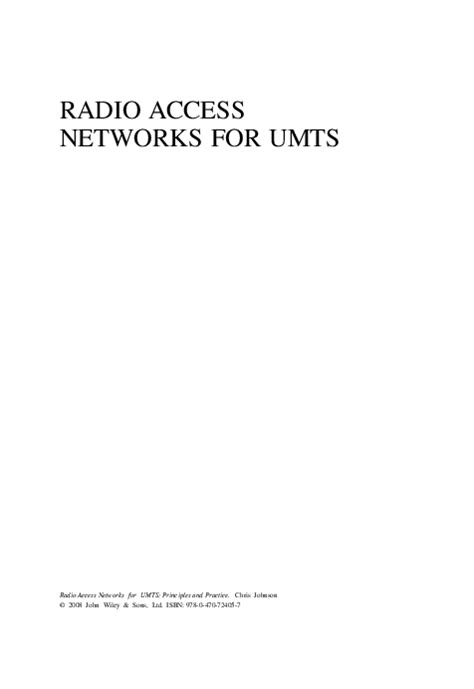 Pdf Radio Access Networks For Umts