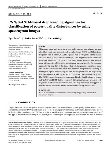 Cnnbi Lstm Based Deep Learning Algorithm For Classification Of Power