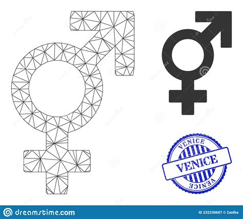 Venice Textured Seal And Web Network Sex Symbol Vector Icon Stock