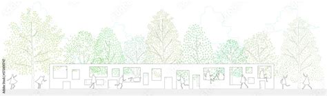 Rough Hand Drawn Tree Path Vector Illustration Will Help Your Architectural Design Presentation