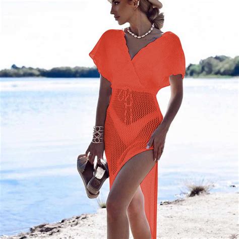 Rigardu Swimsuit Coverup For Women Beach Skirt Womens Solid Color Knitted Hollow Out Beach