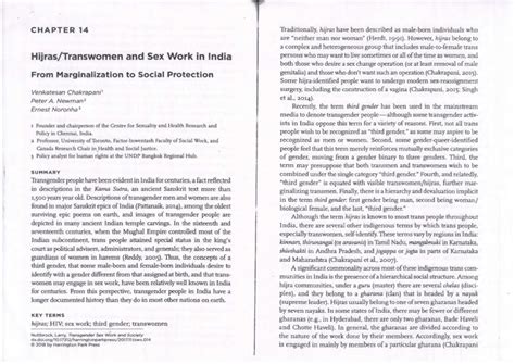 Pdf Hijras Transwomen And Sex Work In India From Marginalization To