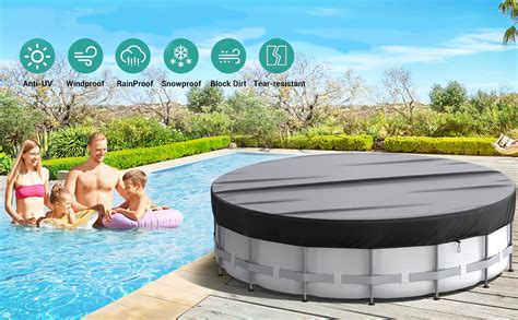 Ytwkafa Poolabdeckung Rund 366cm 420d Oxford Stoff Abdeckplane Pool Wasserdicht Und Reißfest