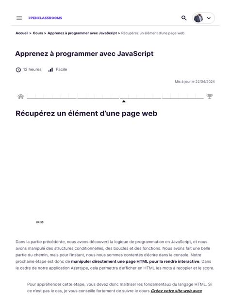 Récupérez Un Élément Dune Page Web Apprenez À Programmer Avec Javascript Openclassrooms Pdf