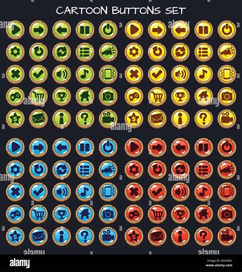 Cartoon Button Set Game Pack GUI Element For Mobile GameCartoon Buttons Set Game GUI Elements