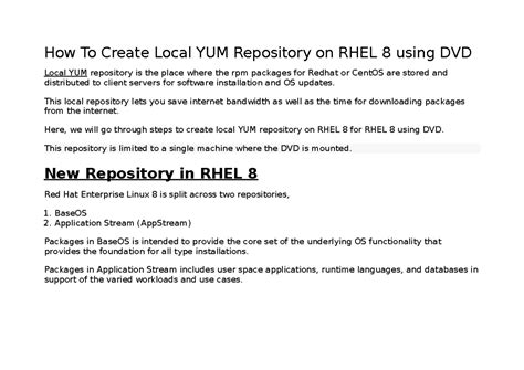 How To Create Local Yum Repository On Rhel 8 Using Dvd This Local Repository Lets You Save