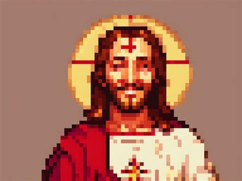 8비트 픽셀 아트 예수 그리스도의 일러스트레이션 프리미엄 Ai 생성 벡터