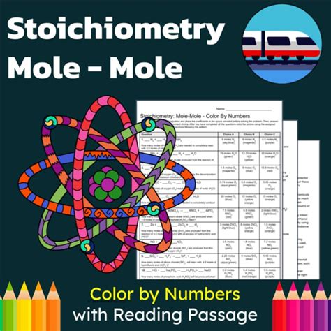 Stoichiometry Mole To Mole Ratios Chemistry Color By Numbers With Text