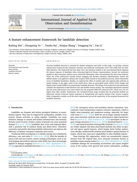 Pdf A Feature Enhancement Framework For Landslide Detection