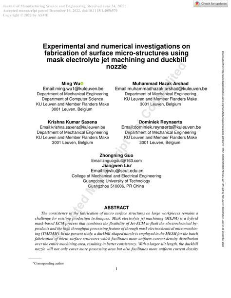 Pdf Experimental And Numerical Investigations On Fabrication Of Surface Microstructures Using