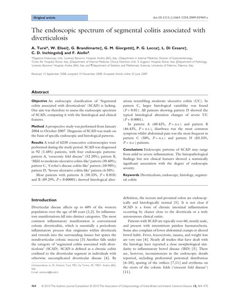 Pdf The Endoscopic Spectrum Of Segmental Colitis Associated With