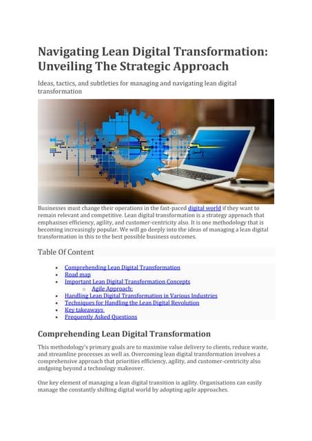 Important Lean Digital Transformation Concepts Pdf