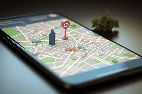 GPS App Map With Pin Pointing On Mobile Screen Generative AI Stock Illustration Illustration