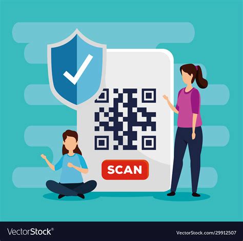 Business Women With Scan Code Qr Royalty Free Vector Image