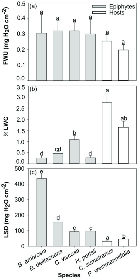 Foliar Water Uptake In Epiphytes And Their Host Trees A Foliar Water Download Scientific