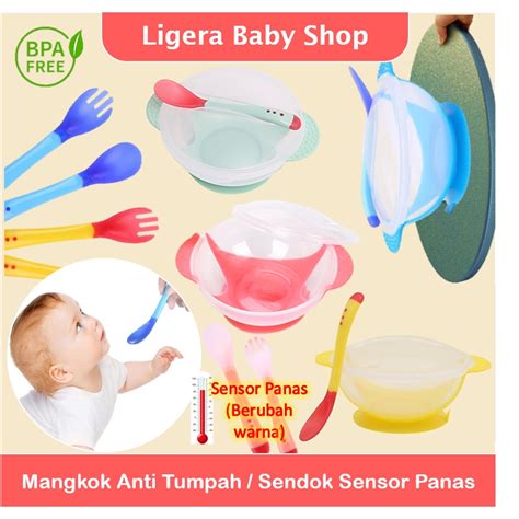 Jual Ligera Mangkok Anti Tumpah Sendok Silikon Sensor Temperatur Suhu