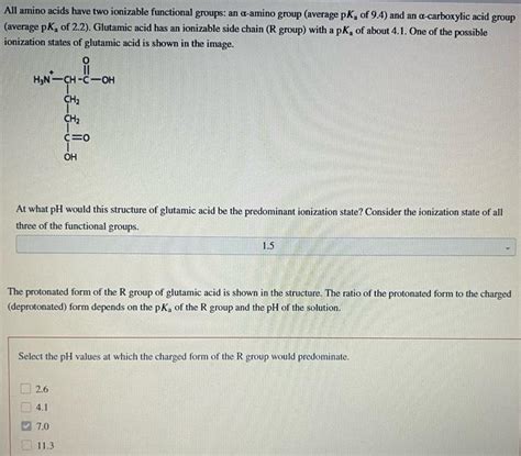 Solved All Amino Acids Have Two Ionizable Functional Groups