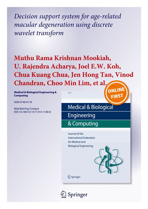 Pdf Decision Support System For Age Related Macular Degeneration Using Discrete Wavelet Transform