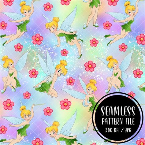 Tinkerbell Seamless Pattern Digital Paper Background Download Free Commercial Use  Etsy Uk