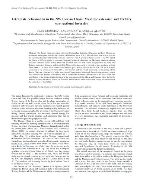 Pdf Intraplate Deformation In The Nw Iberian Chain Mesozoic Extension And Tertiary