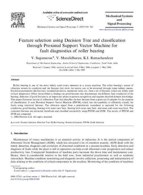 Pdf Feature Selection Using Decision Tree And Classification Through Proximal Support Vector