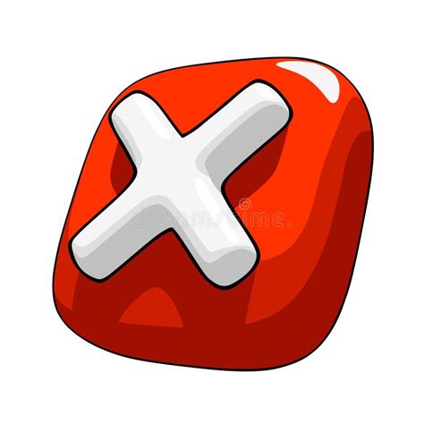 Incorrect Sign Or Wrong Mark Icon Red Button With White Cross Three Quarter View Stock Vector