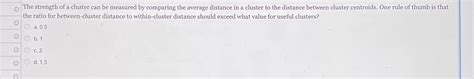 solved the strength of a cluster can be measured by