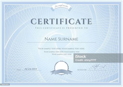 블루 적립권을 학위증서 형판 어워드 배경기술 디자인식 길로쉐 패턴 고급에 대한 스톡 벡터 아트 및 기타 이미지 고급 고등학교 공립 학교 Istock