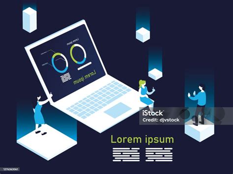 여성과 남자 벡터 디자인과 노트북에서 도넛 차트 인포 그래픽 경제에 대한 스톡 벡터 아트 및 기타 이미지 경제 그래프