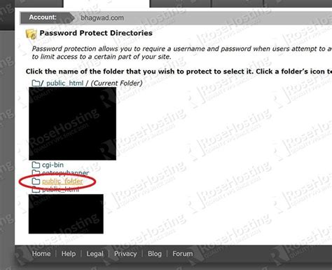 how to password protect directories in cpanel rosehosting