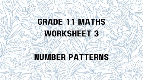 Worksheet 3 Number Patterns Maths At Sharp