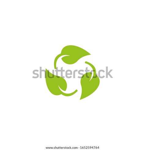 Green Leaf Recycle Stroke Outline Style Stock Vector Royalty Free