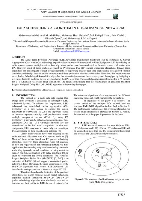 Pdf Fair Scheduling Algorithm In Lte Advanced Networks
