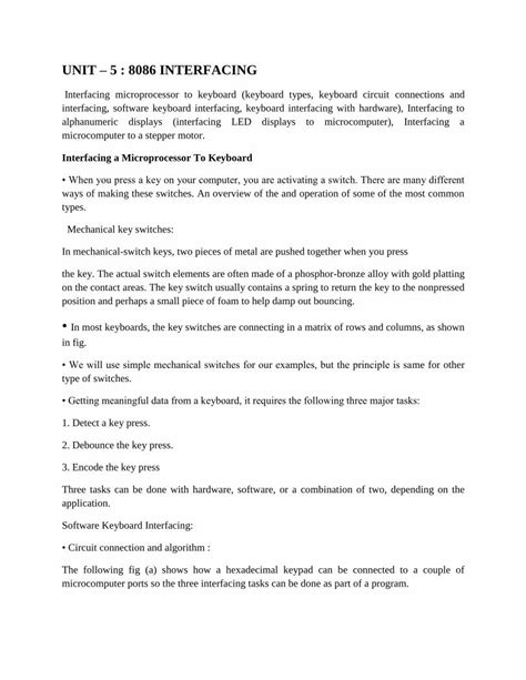 Pdf Unit 5 8086 Interfacing · Unit 5 8086