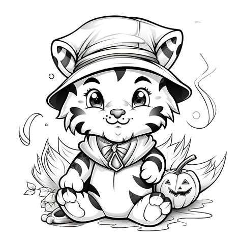 의상 마녀 할로윈을 사용하여 귀여운 호랑이와 함께 색칠하기 책 가마솥 색칠 공부 마녀 Png 일러스트 및 이미지 에 대한 무료 다운로드 Pngtree