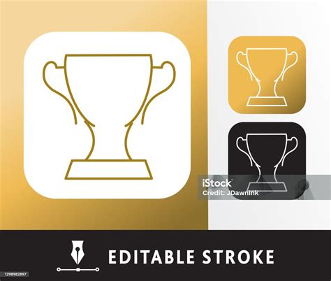 어워드 트로피 와 우승 컵 테마 얇은 라인 아이콘 세트 편집 스트로크 1에 대한 스톡 벡터 아트 및 기타 이미지 1 1위 Championship Istock