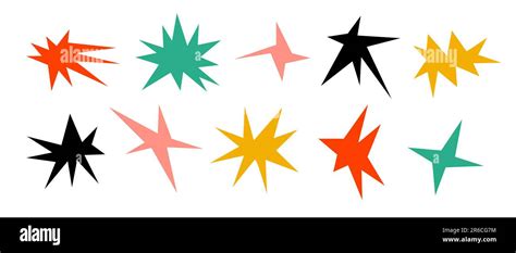 Colorful Sharp Shapes Collection Bright Irregular Sparks And Twinkles Set Abstract Edgy