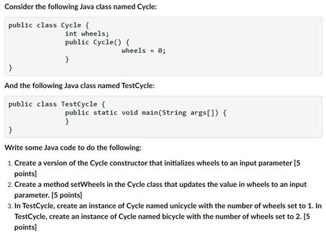 Solved Consider The Following Java Class Named Cycle Public