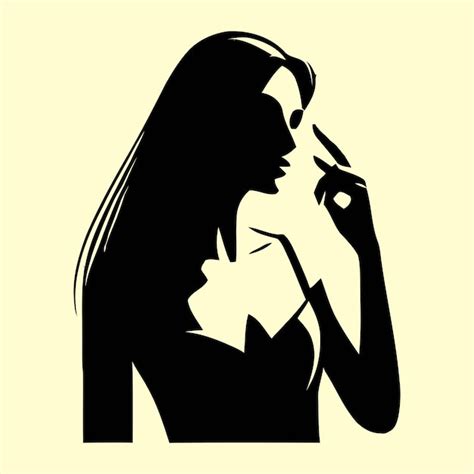 Premium Vector A Modern Girl Taking Selfie Vector Illustration Silhouette
