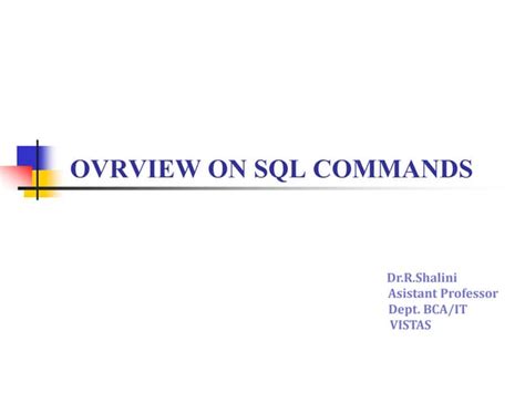 Dml Dcl And Tcl Commands In Sql Databasepptx