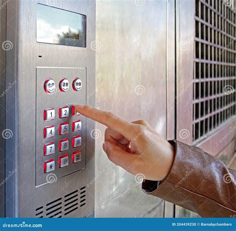 Woman Using A Security Keypad Stock Photo Image Of Keyboard Hand