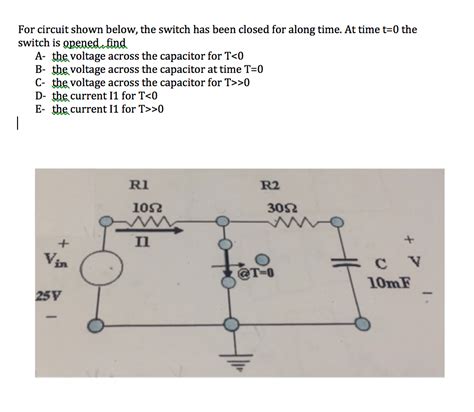 Solved For Circuit Shown Below The Switch Has Been Closed Chegg