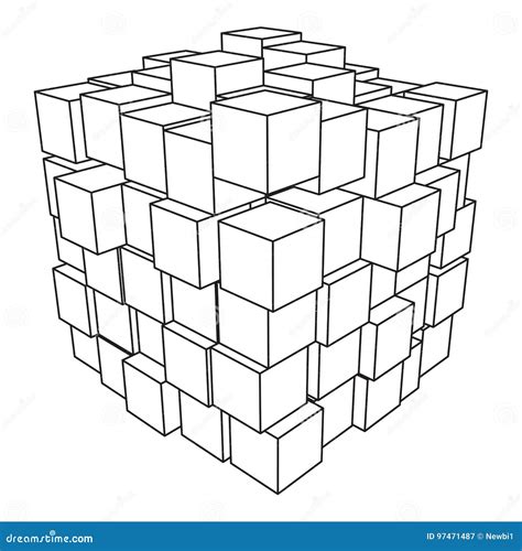 Wireframe Mesh Cube Stock Vector Illustration Of Cube