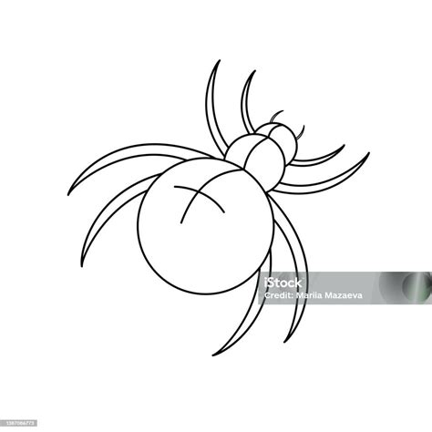 거미의 윤곽 흑백 그림 벡터 그림입니다 색칠 페이지입니다 0명에 대한 스톡 벡터 아트 및 기타 이미지 0명 가공의 인물