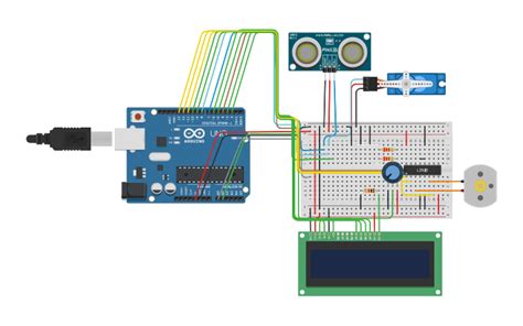 Circuit Design Pintu Otomatis Menggunakan Sensor Jarak Tinkercad