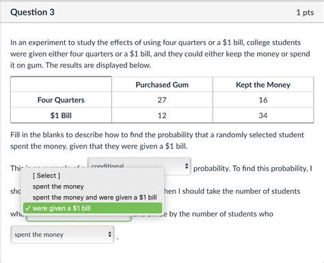 Solved Question 3 1 Pts In An Experiment To Study The Chegg Com